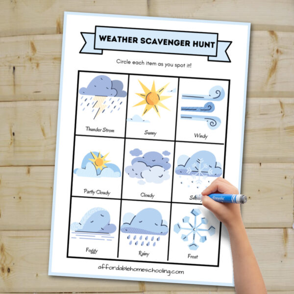 Free Printable Weather Scavenger Hunt for Preschoolers
