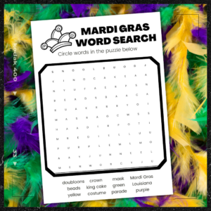 Mardi Gras Word Search - Affordable Homeschooling