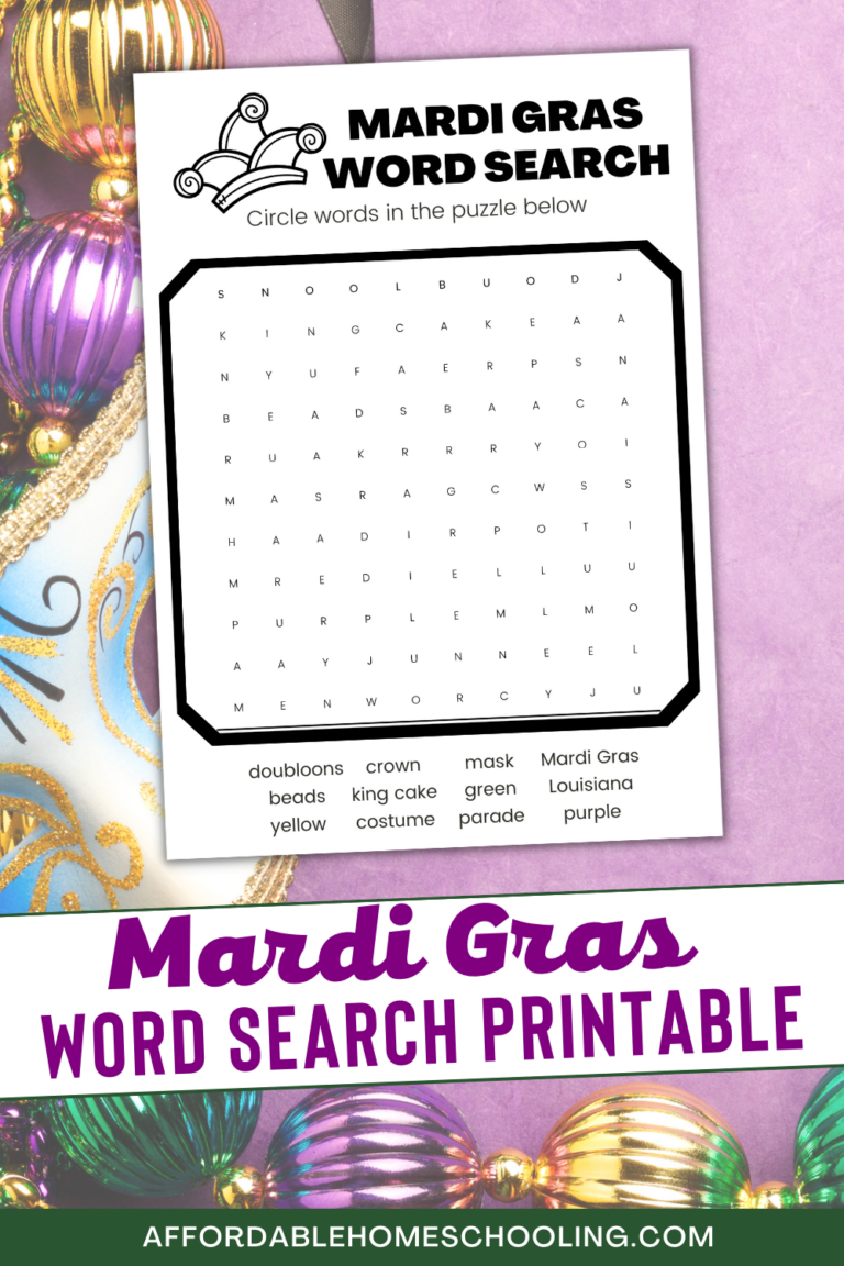 Mardi Gras Word Search - Affordable Homeschooling