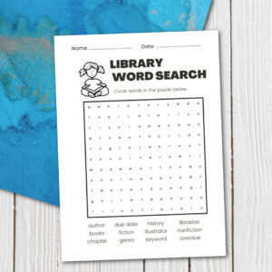 Free Printable Library Word Search for Kids